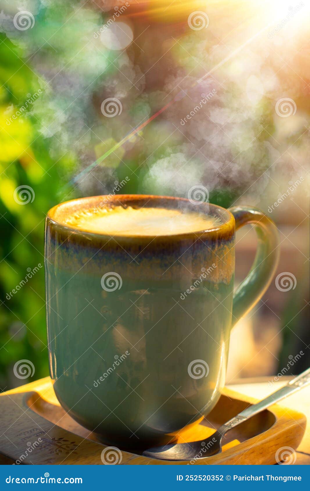 Sunrise Morning Coffee. Morning Cup of Coffee on the Against the ...