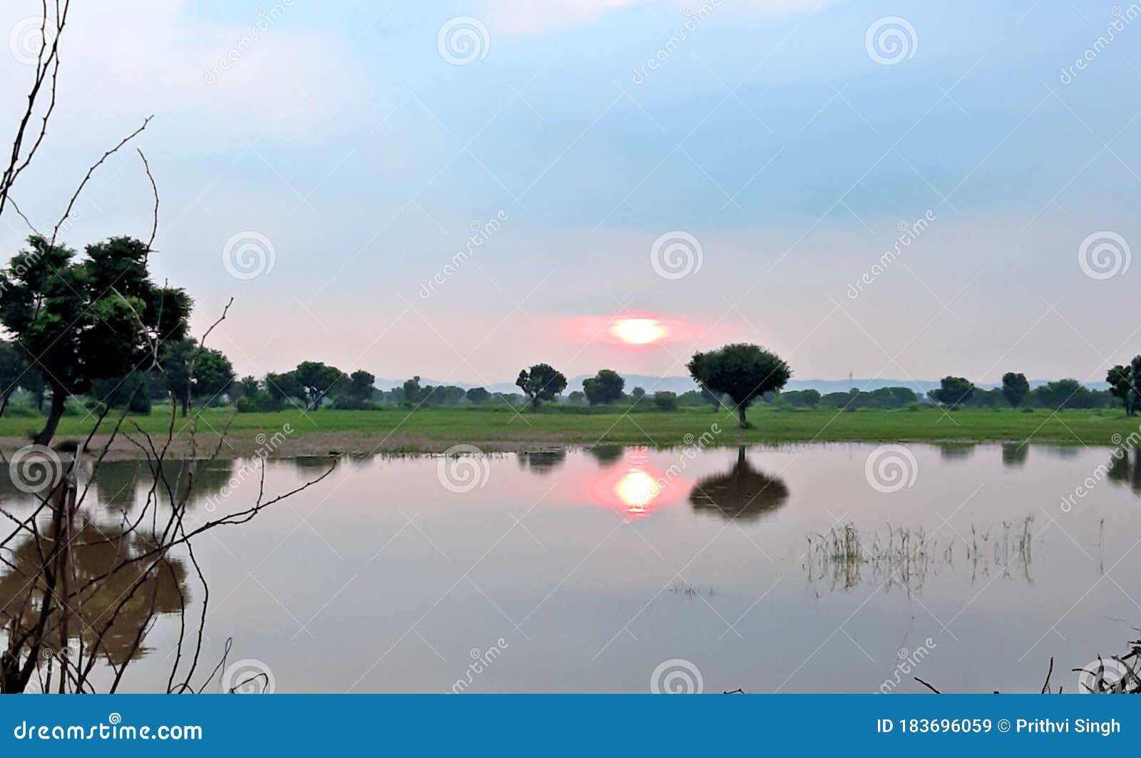 Sunrise Morning Reflection Scene Natural Picture Stock Image - Image of ...