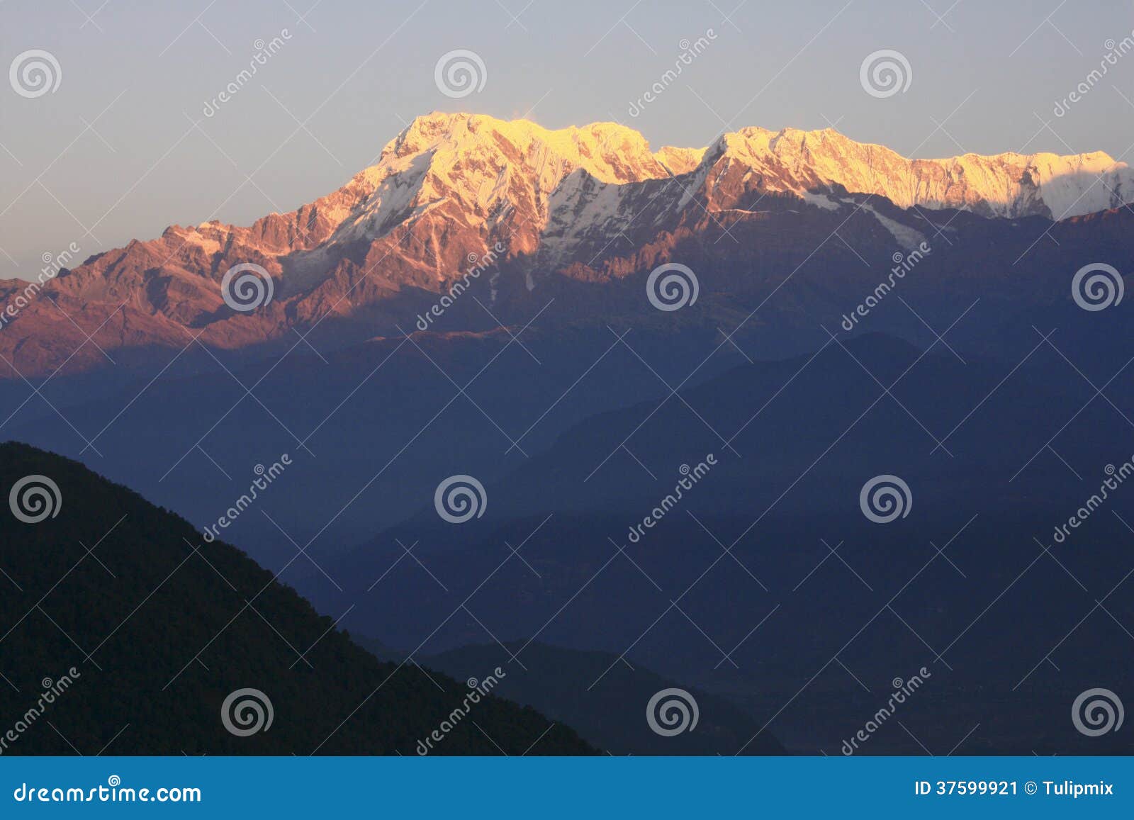 Sunrise at Mount Annapurna, Nepal Stock Image - Image of landscape ...