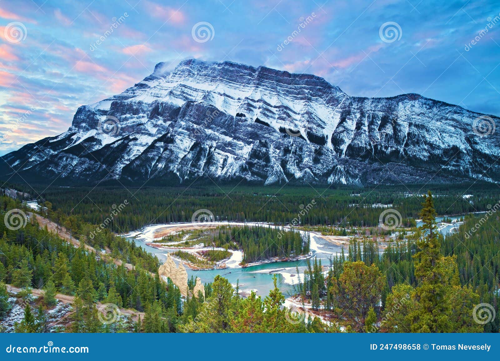 Sunrise on Mount Rundle, Banff National Park, Alberta Stock Photo ...