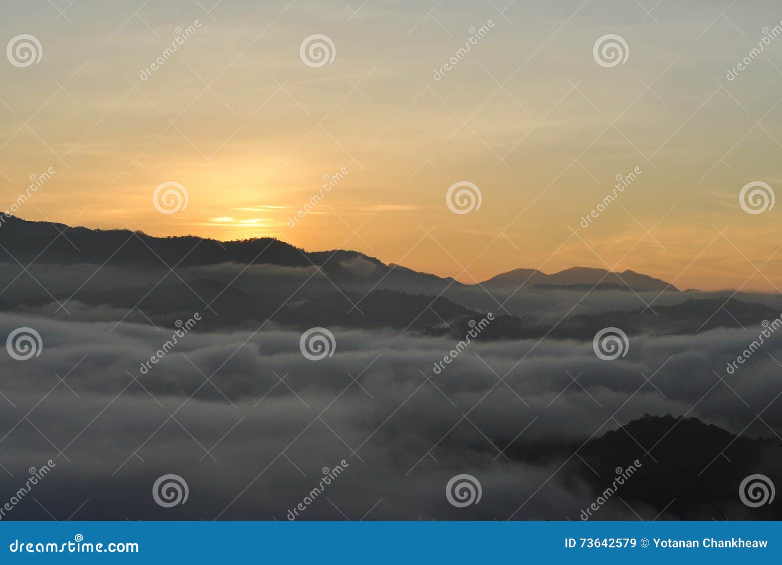 Sunrise and Mountain in the Moring Stock Image - Image of cloud ...