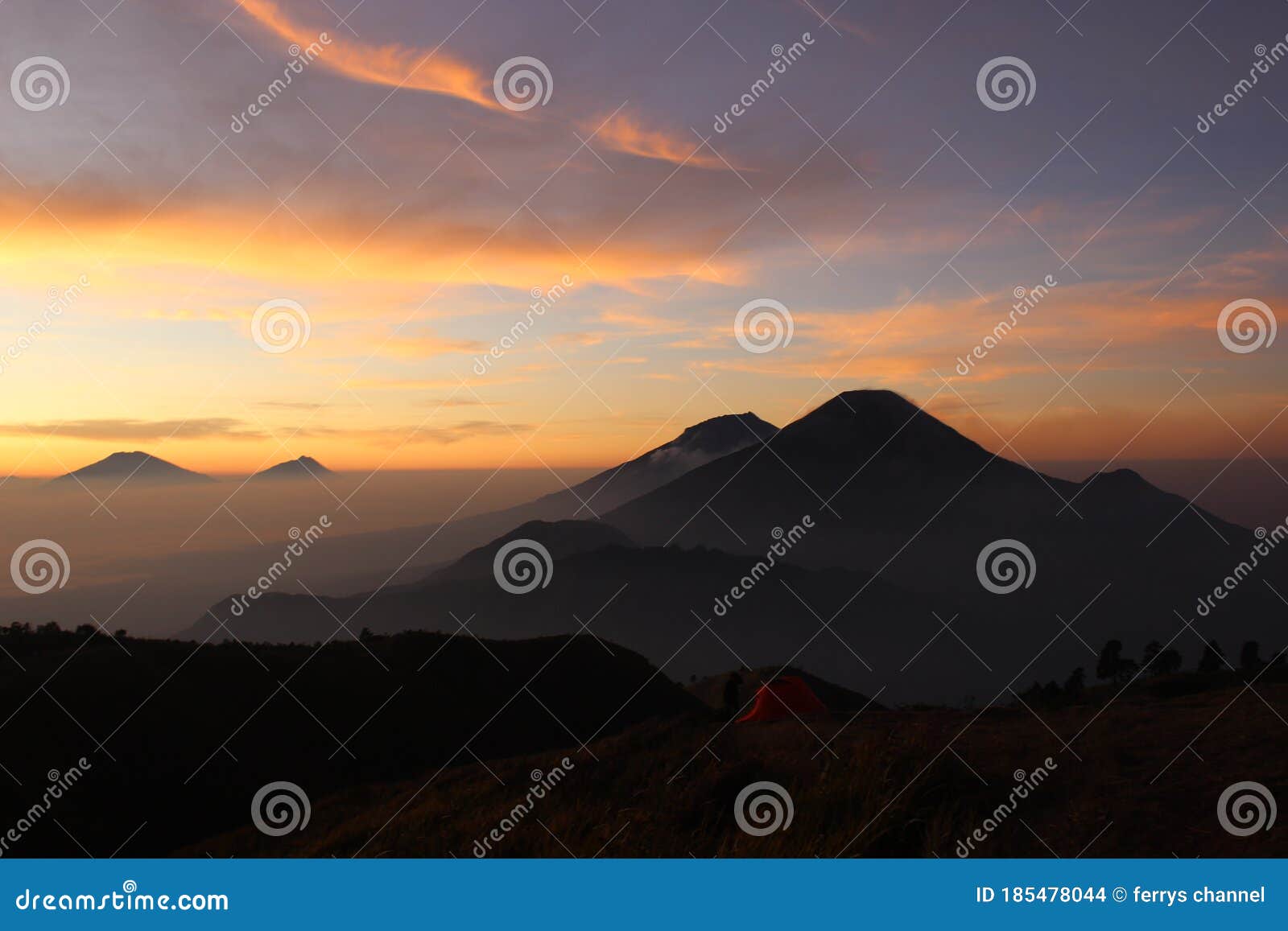 Sunrise in Mountain Sindoro Stock Photo - Image of sunrise, sindoro ...