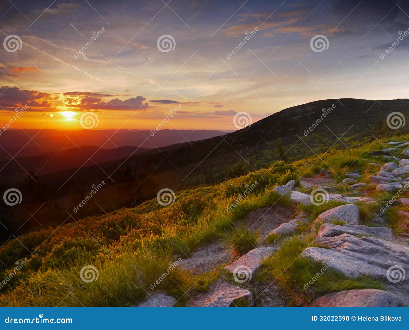 Sunrise Mountains stock photo. Image of sunset, trail - 32022590