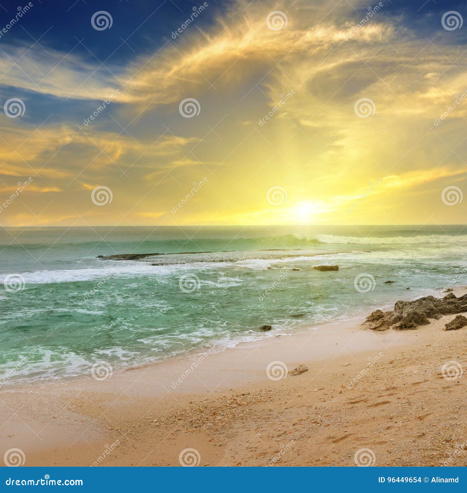 Sunrise on the ocean stock photo. Image of nature, cloud - 96449654