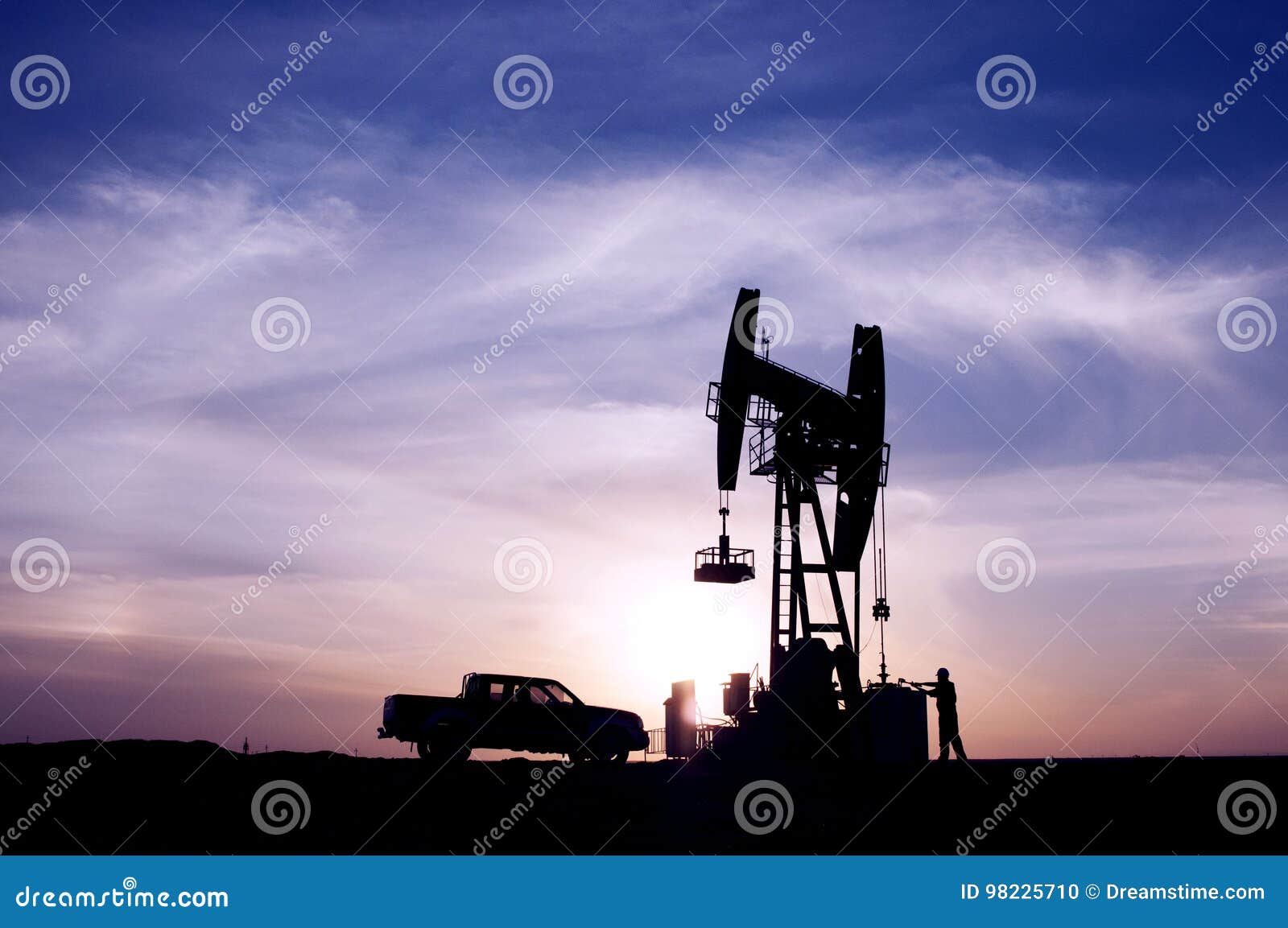 Sunrise oil fields stock photo. Image of direction, lake - 98225710