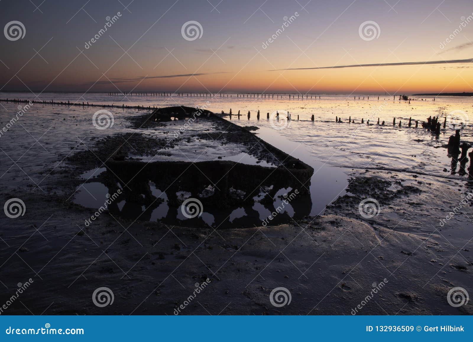 Sunrise at the Waddenzee in the Netherlands Stock Image - Image of ...