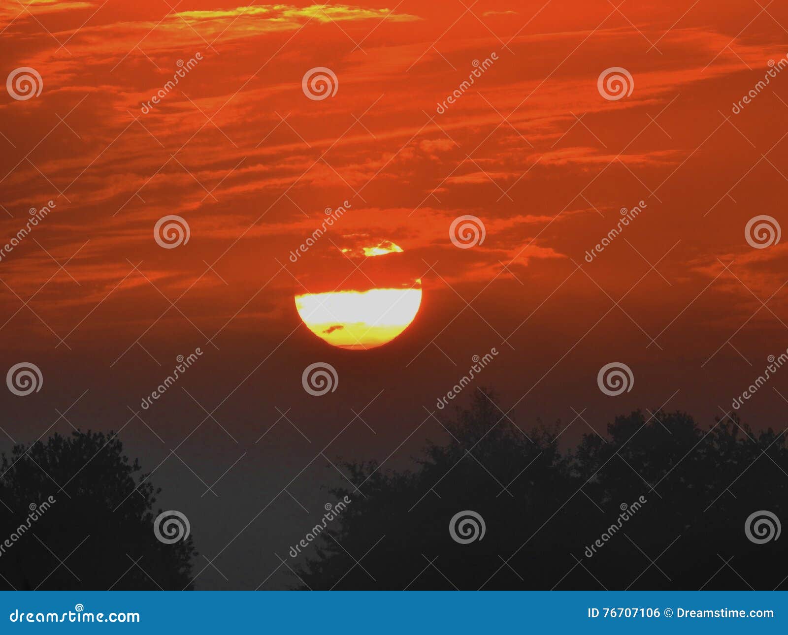 Sunrise with orange sky stock photo. Image of clouds - 76707106
