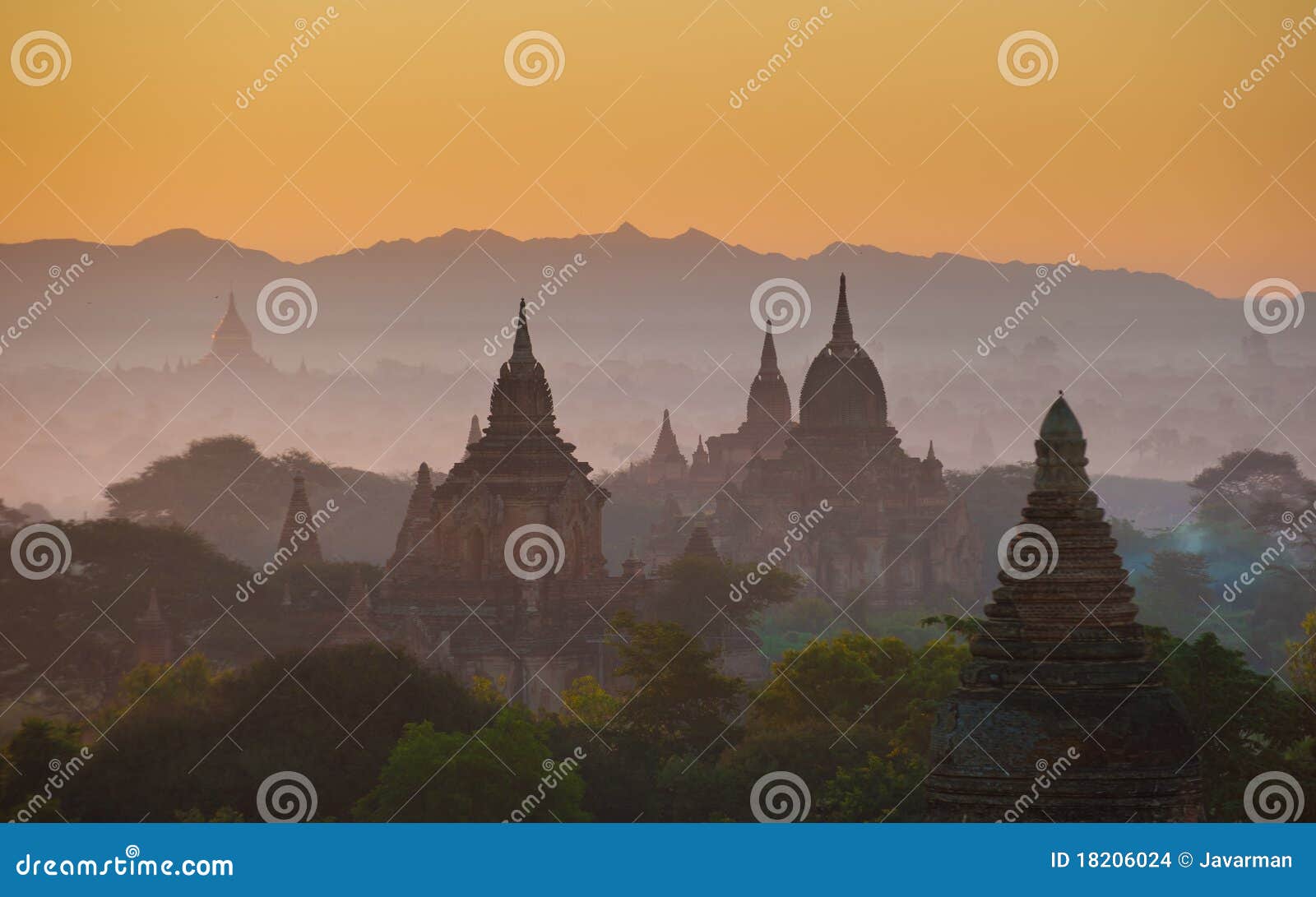Sunrise Over Ancient Bagan, Myanmar Stock Photo - Image of exterior ...