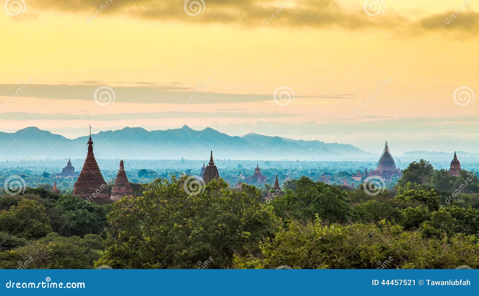 Sunrise Over Bagan Temples, Myanmar Stock Image - Image of aerial ...