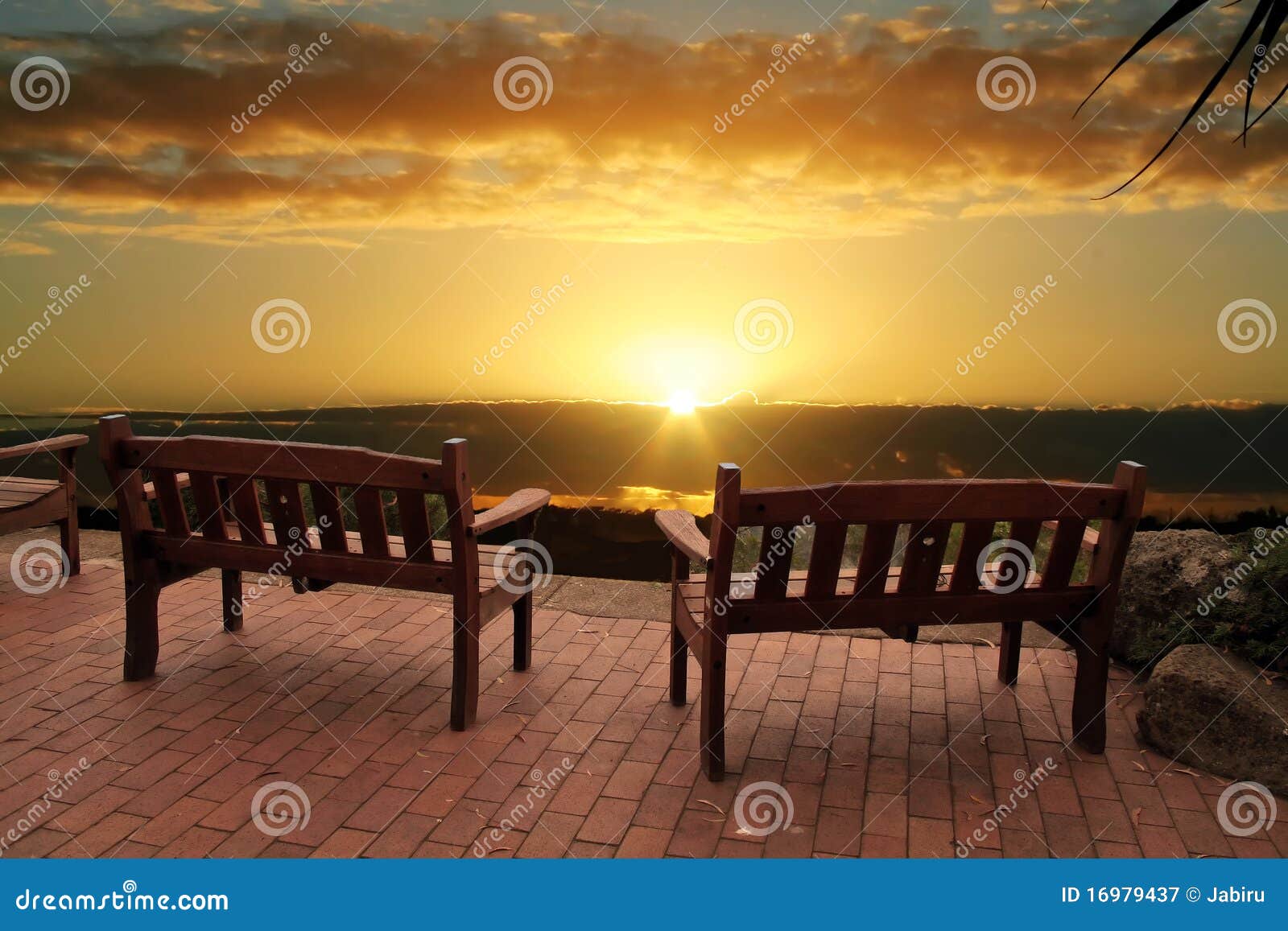 Sunrise Over Benches stock image. Image of surroundings - 16979437