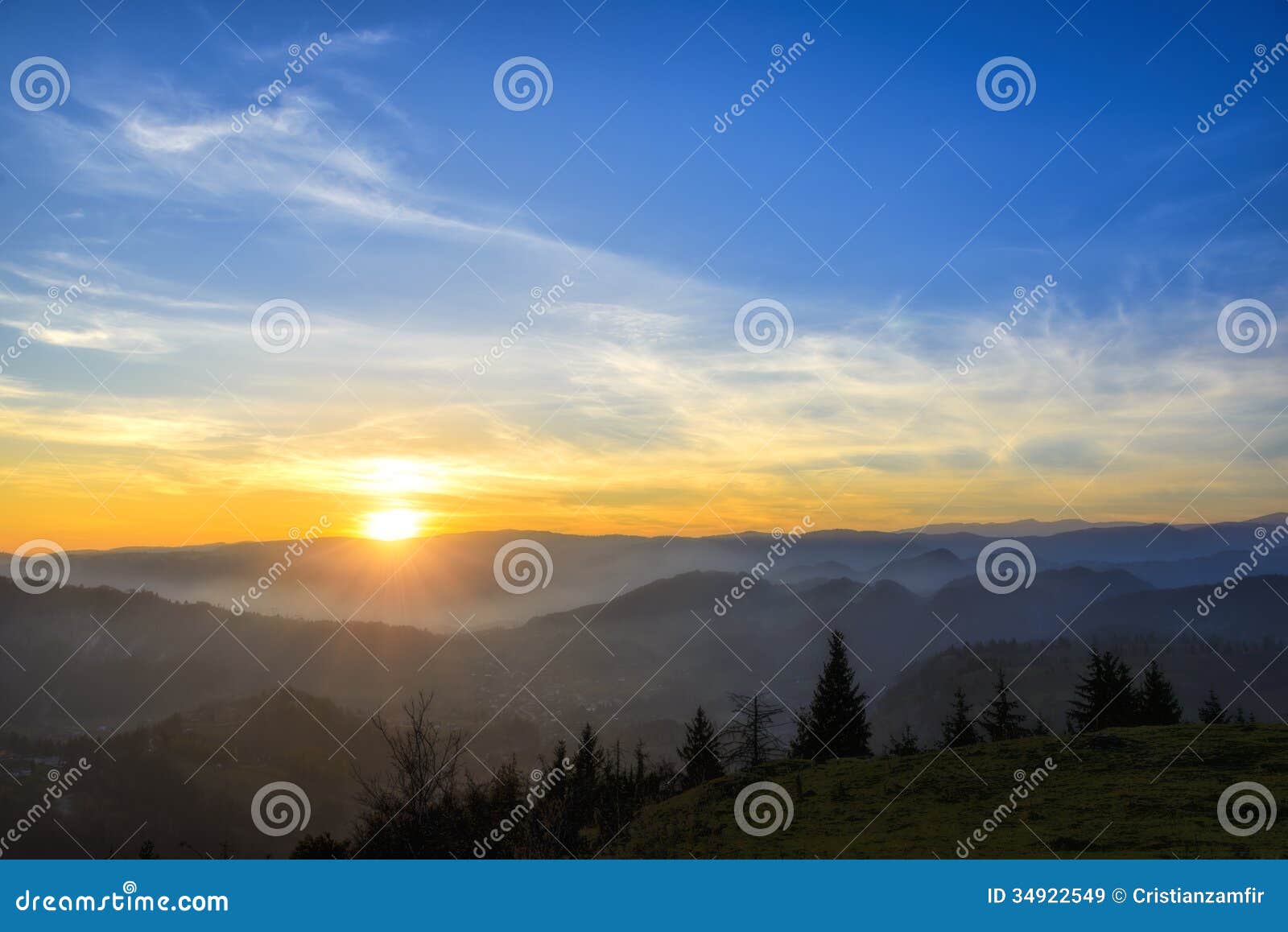 Sunrise Over Black Forest Mist Stock Image - Image of outdoor, morning ...