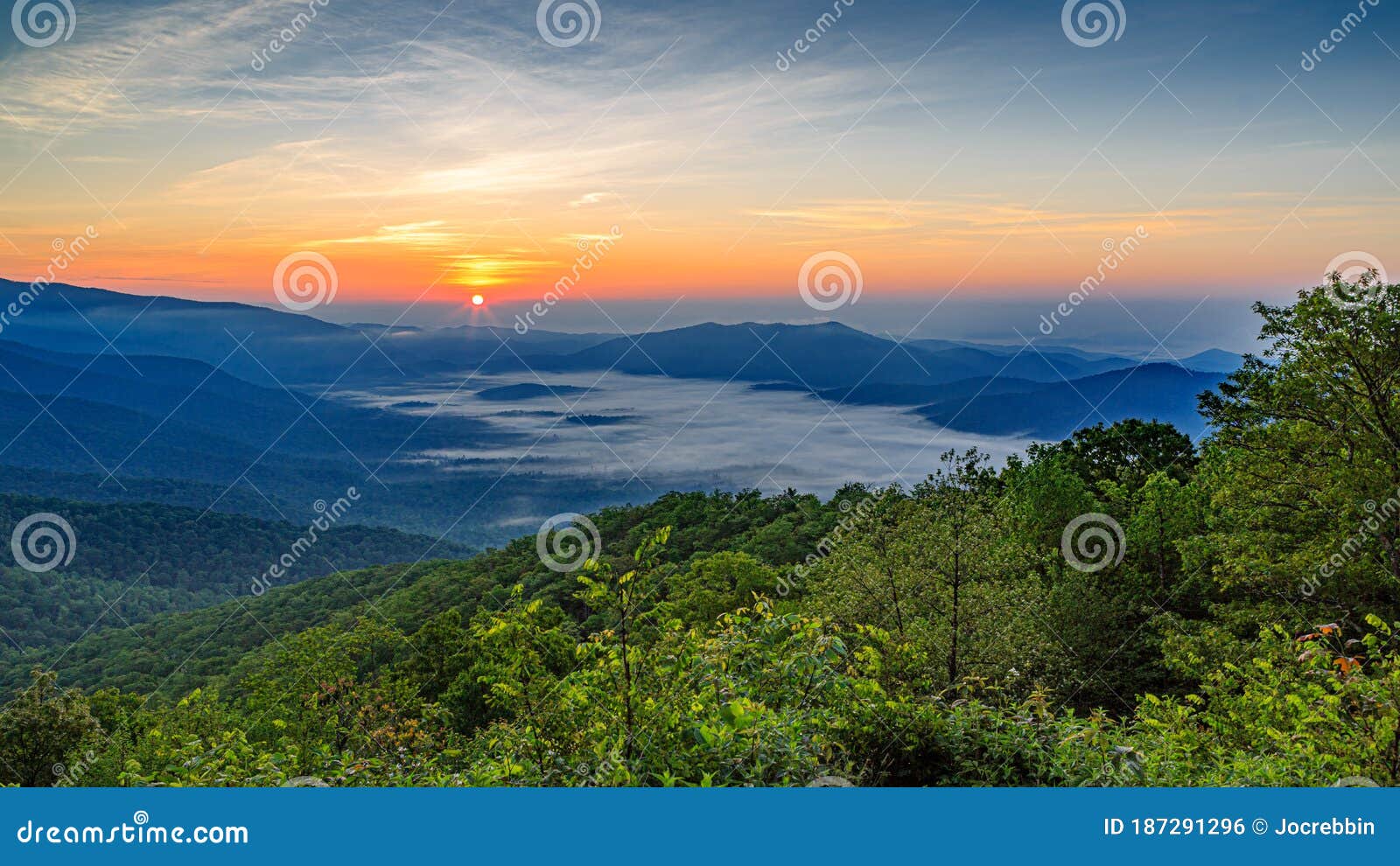 Sunrise Over the Blue Ridge Parkway in Spring Stock Photo - Image of ...