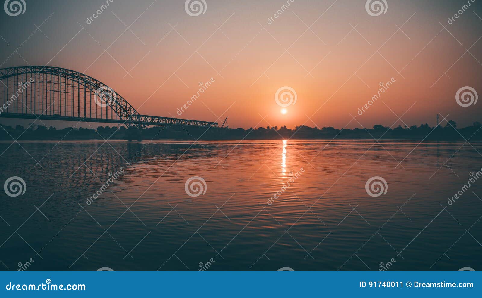 Sunrise over Bridge stock image. Image of delhi, catches - 91740011
