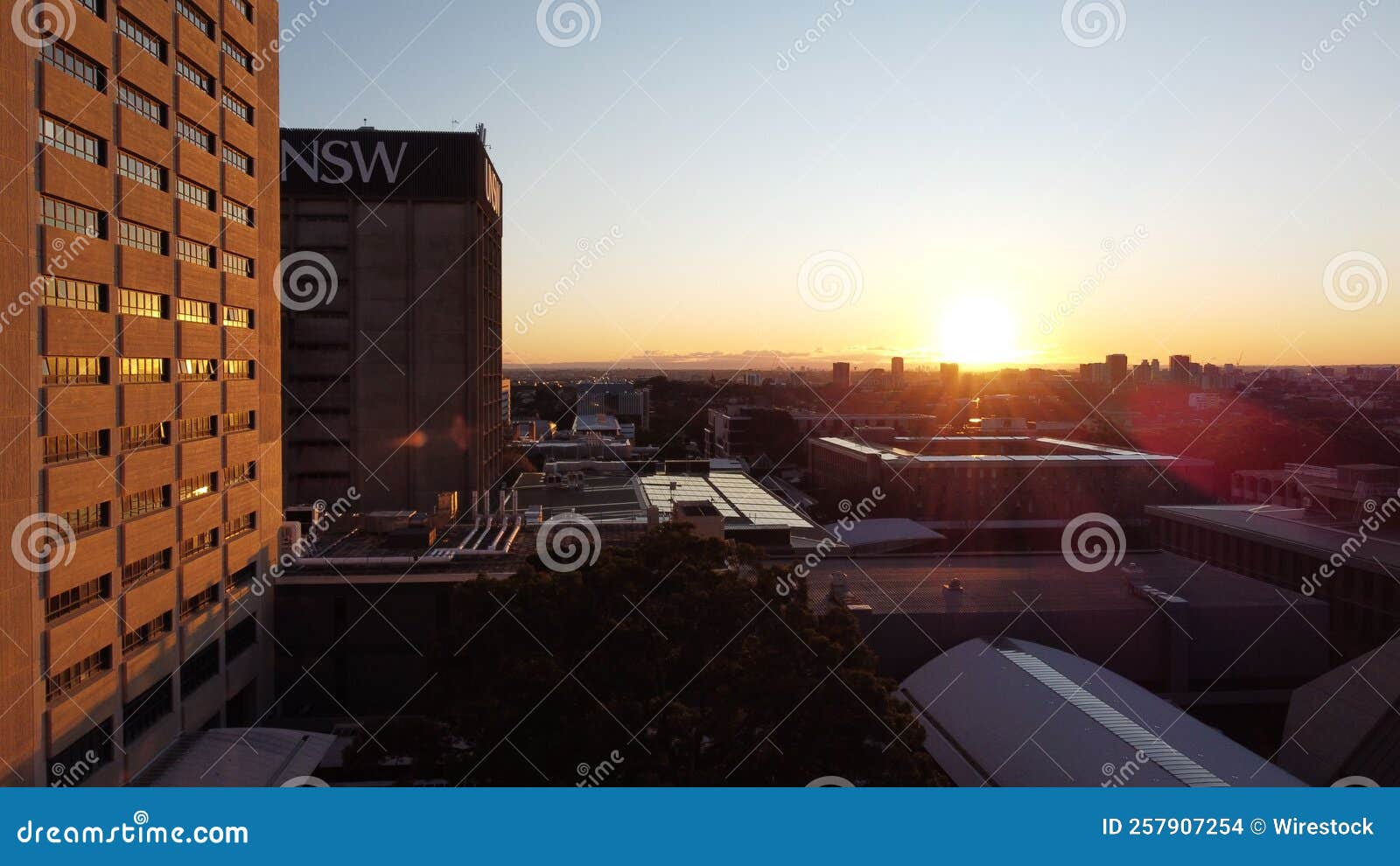 Sunrise Over Buildings and Cityscape Editorial Stock Image - Image of ...