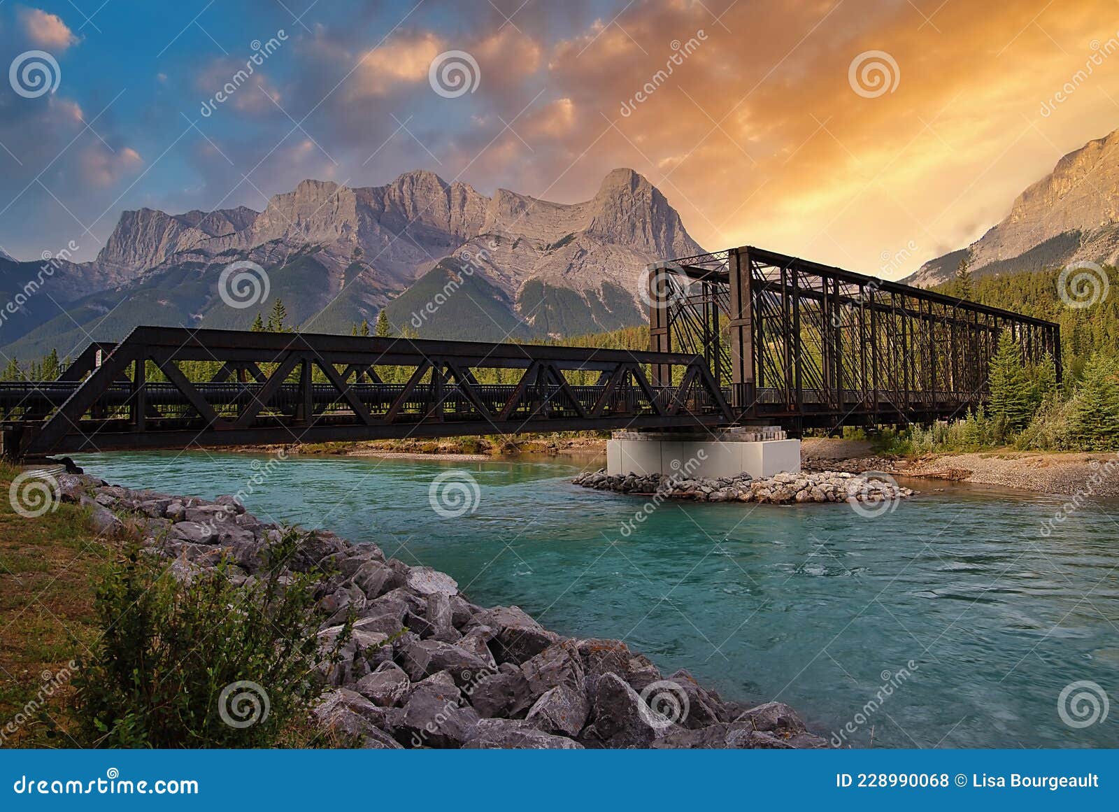 Sunrise Over the Canmore Engine Bridge Stock Photo - Image of bridge ...