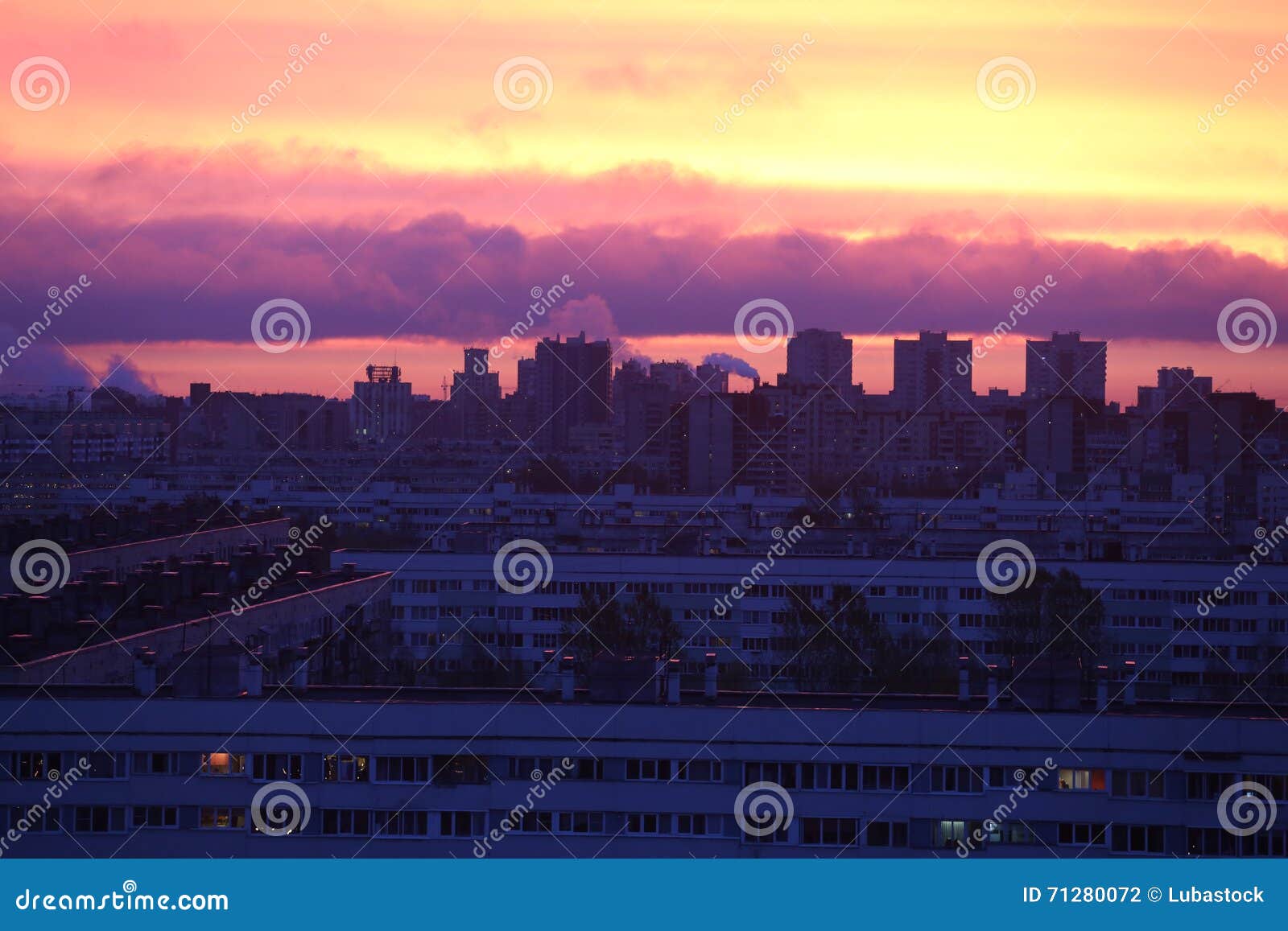 Sunrise over the city stock photo. Image of cityscape - 71280072