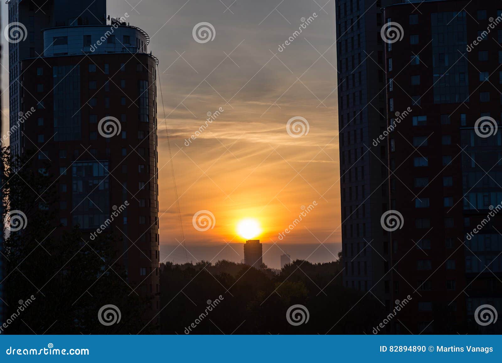 Sunrise over the city stock photo. Image of rise, roof - 82894890