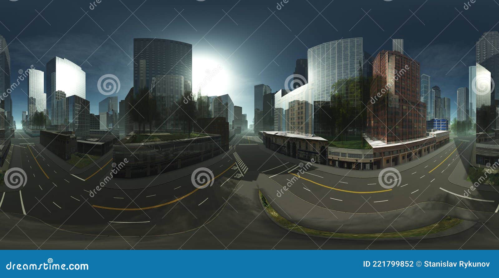 Sunrise Over the City, HDRI, Environment Map Stock Illustration ...