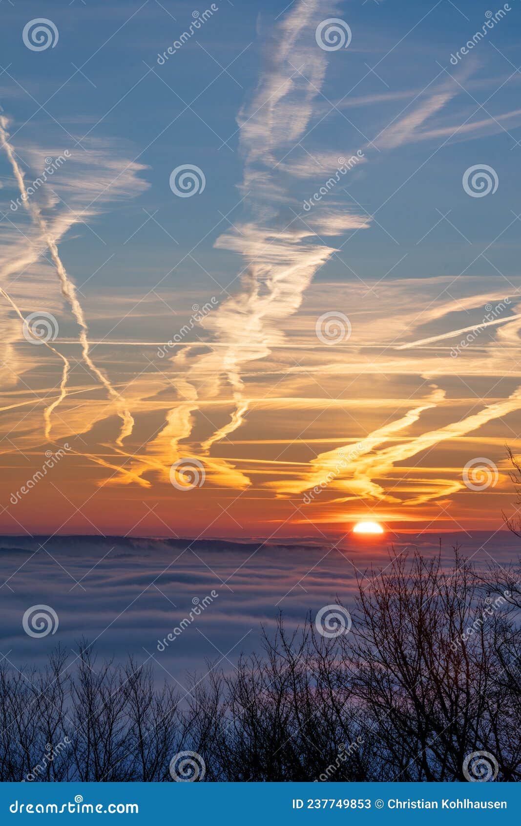 Sunrise Over a Cloud Inversion with Vibrant Colours Stock Image - Image ...