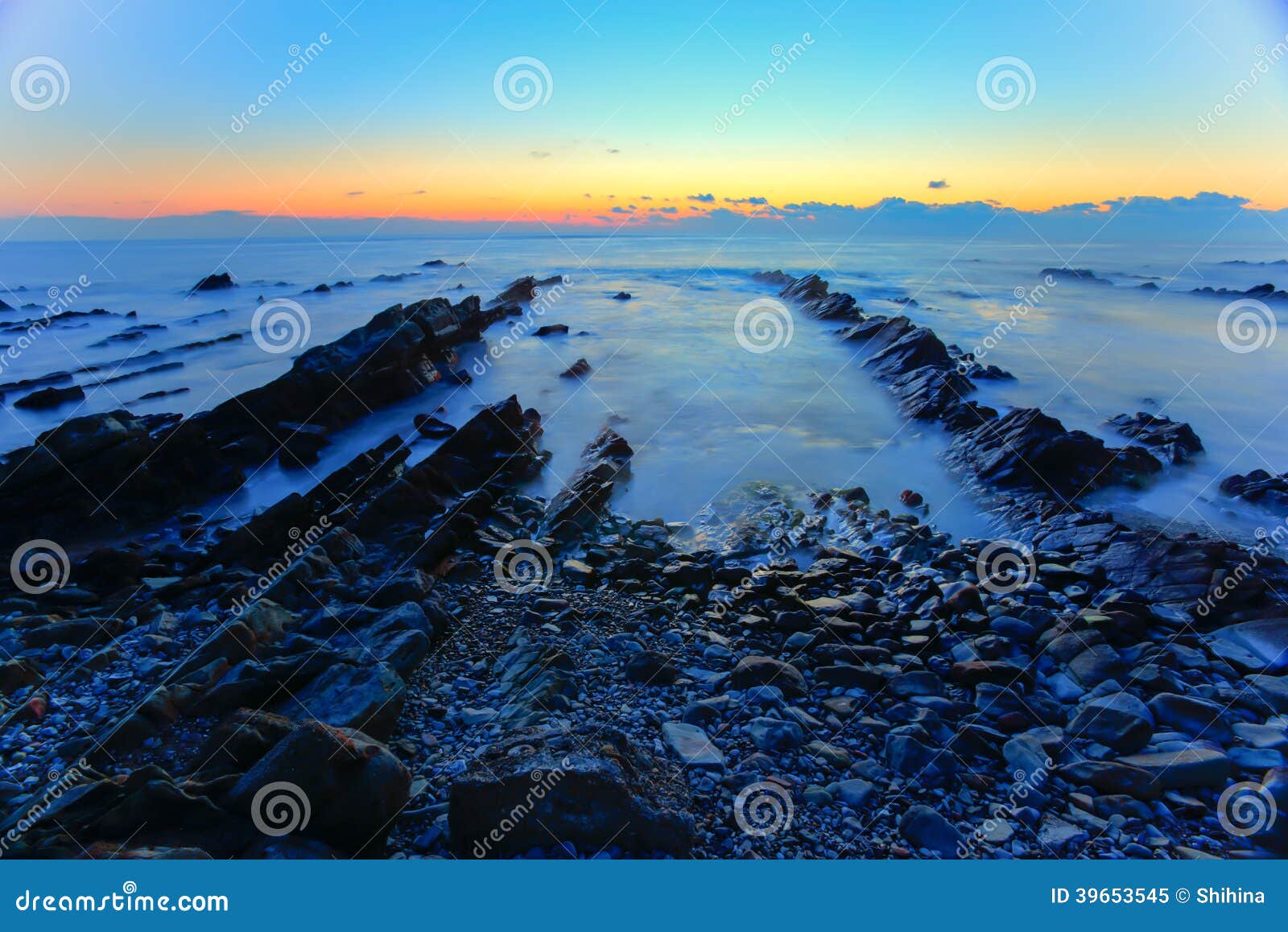 Sunrise Over the Cretaceous Sedimentary Rock Coast Stock Image - Image ...