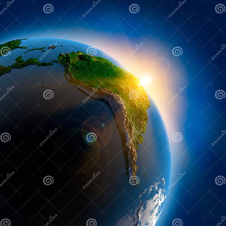 Sunrise Over the Earth in Outer Stock Illustration - Illustration of ...