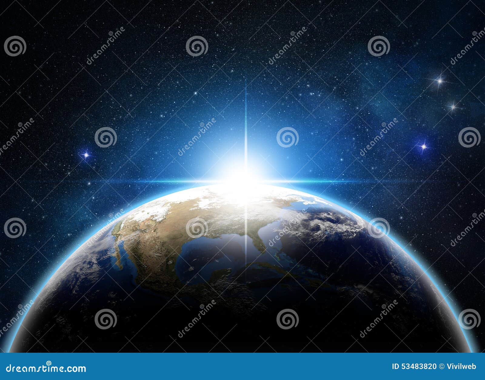 Sunrise over the earth stock illustration. Illustration of horizon ...
