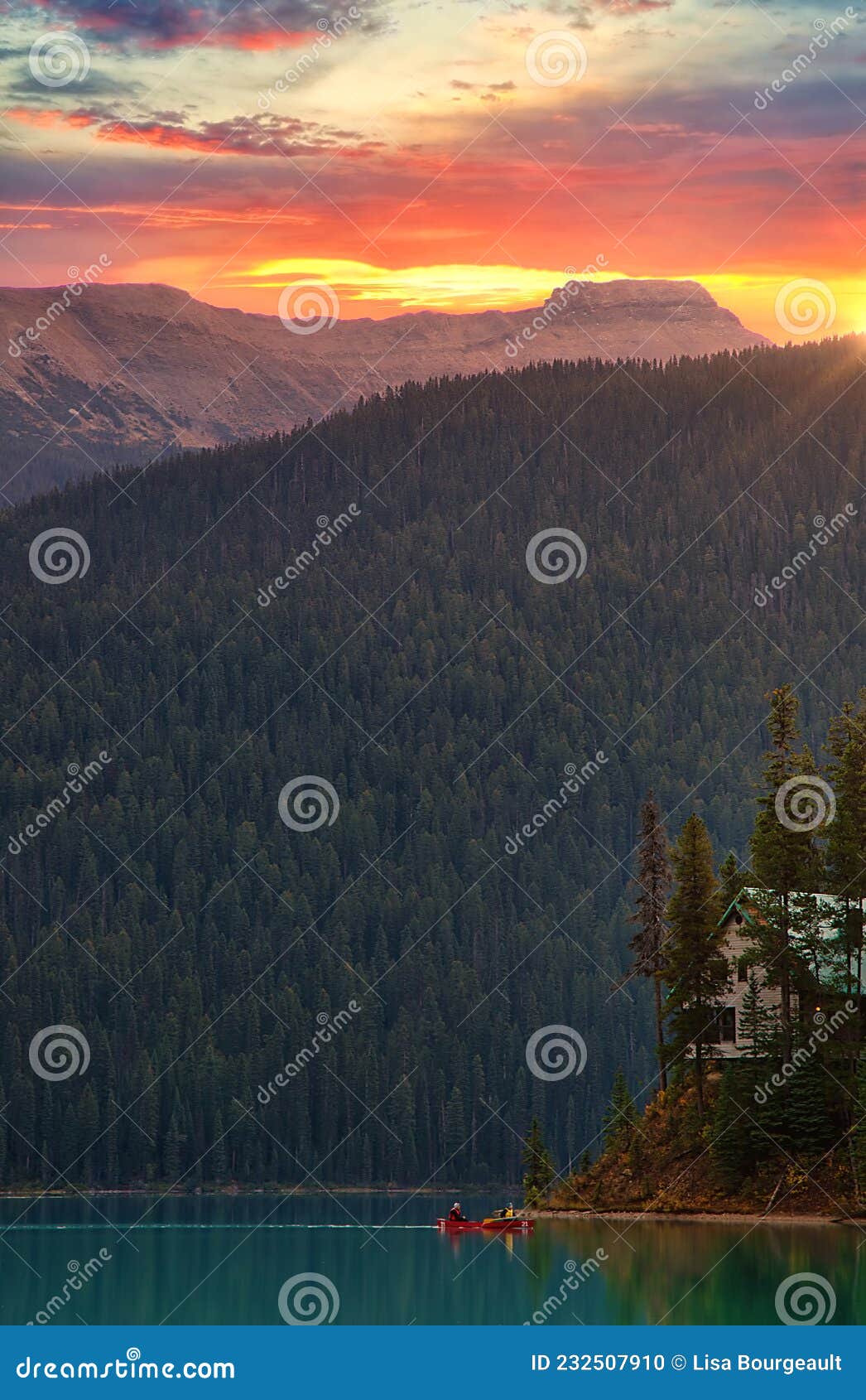 Sunrise Over Emerald Lake stock photo. Image of water - 232507910