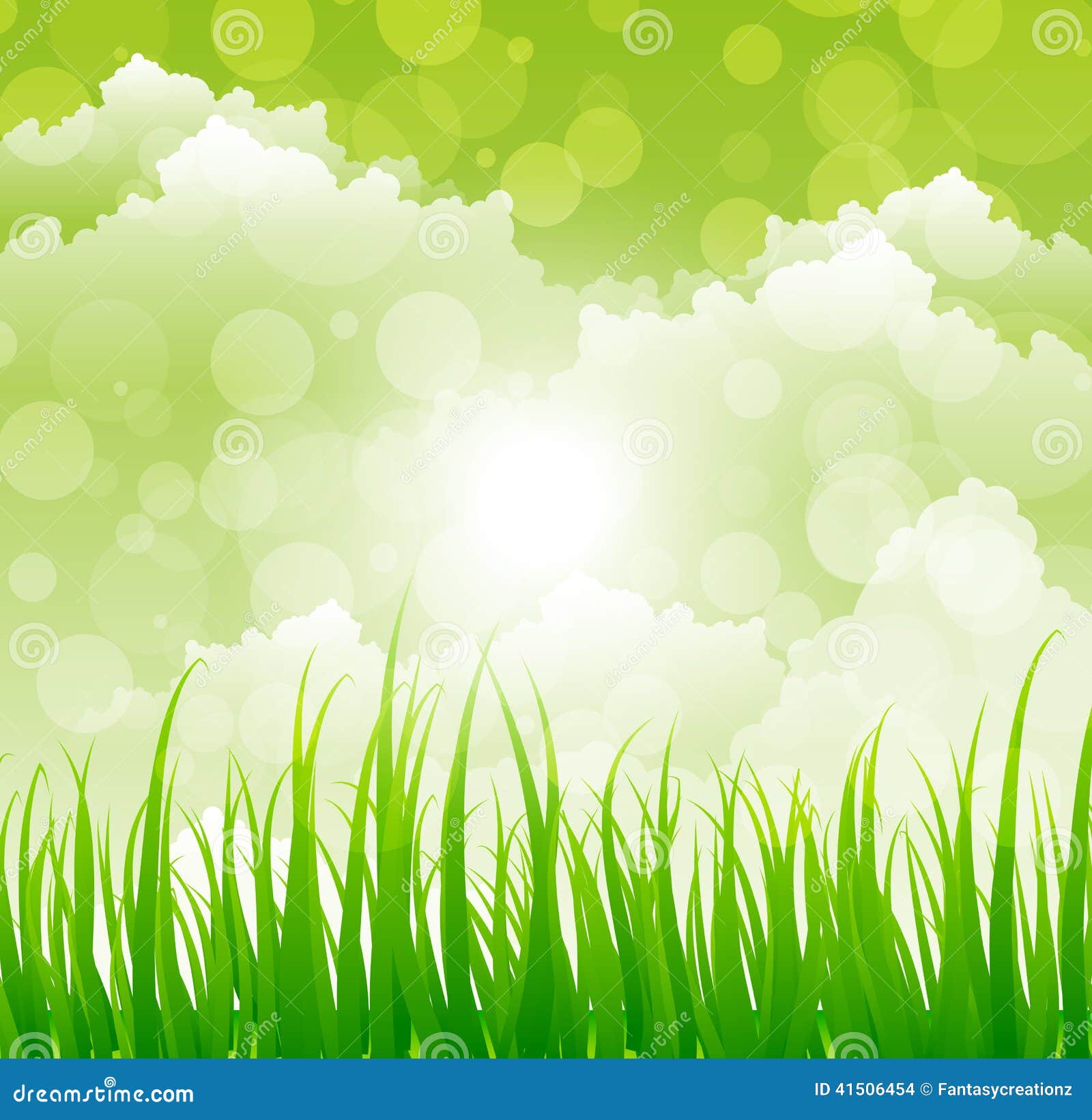 Sunrise Over Grass Field stock vector. Illustration of lawn - 41506454
