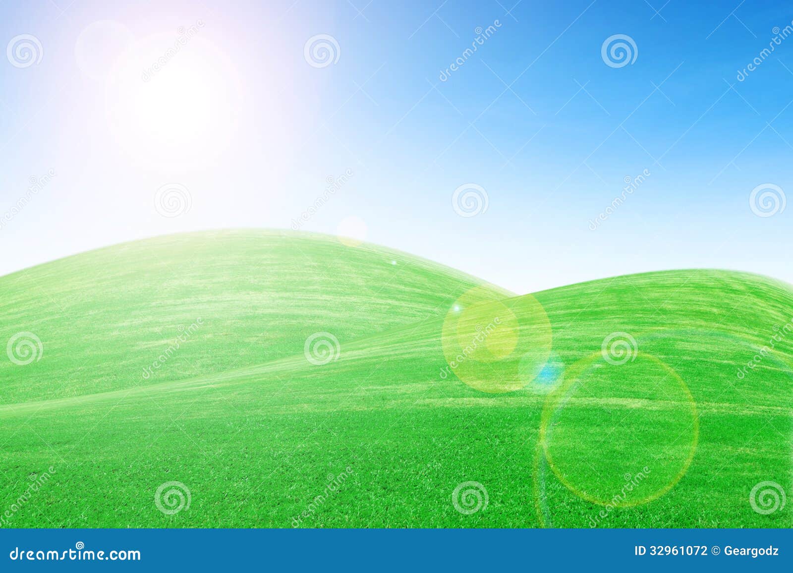 Sunrise Over Green Grass Hills Stock Photo - Image of field, colorful ...