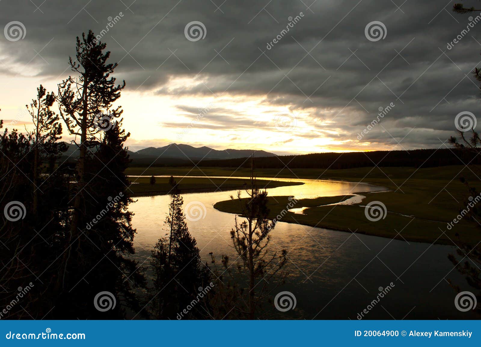 Sunrise Over the Hayden Valley, Yellowstone Stock Photo - Image of ...