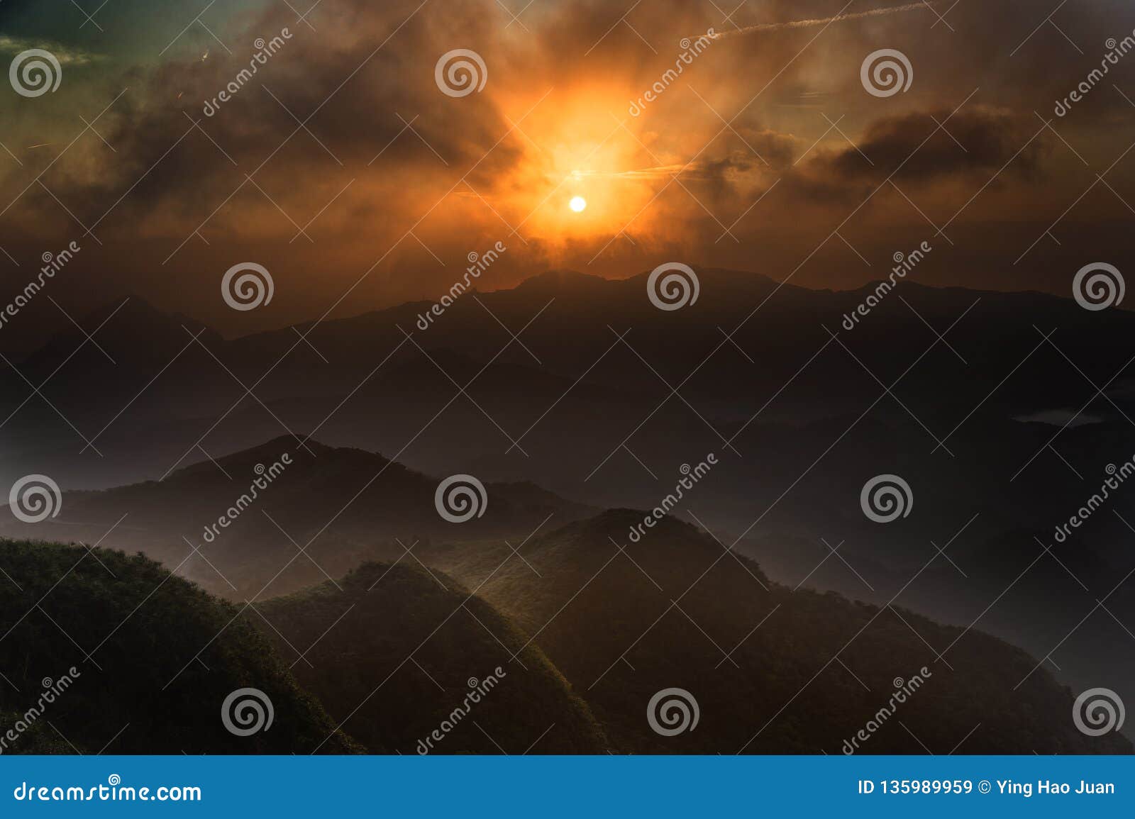 Sunrise over the hills stock image. Image of hills, mountains - 135989959