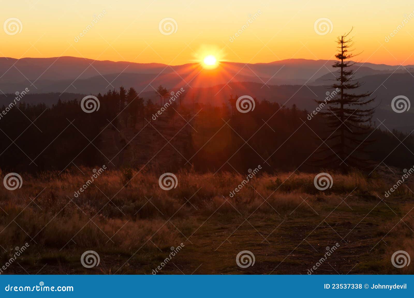 Sunrise Over the Horizon stock photo. Image of hill, hiking - 23537338