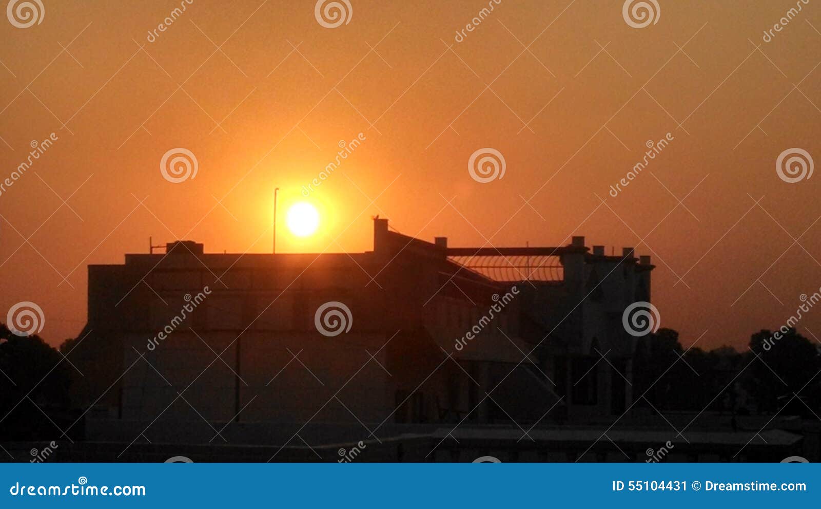 Sunrise stock image. Image of orange, sunrise, rise, house - 55104431