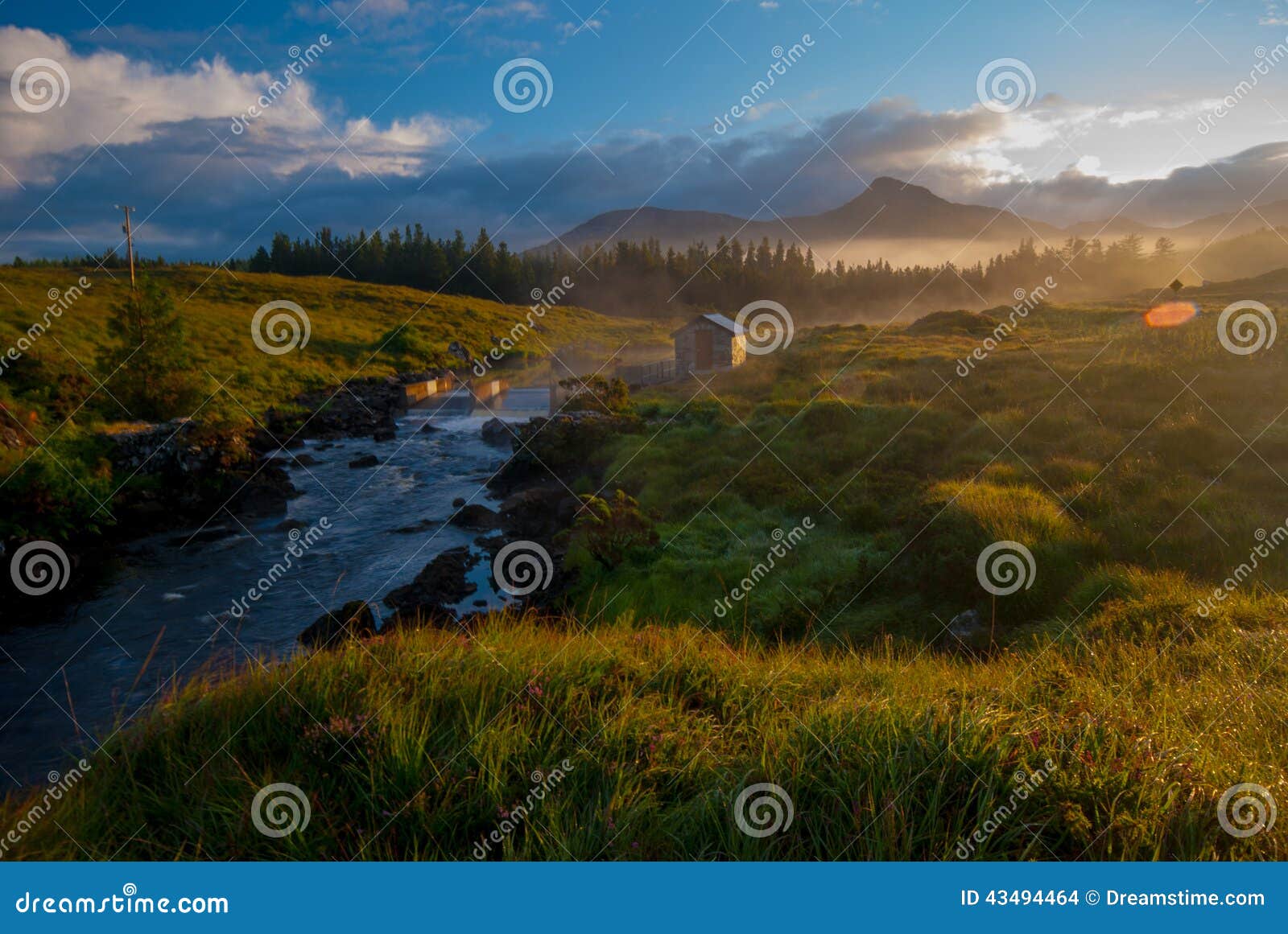 Sunrise over Irish river, stock photo. Image of landscape - 43494464