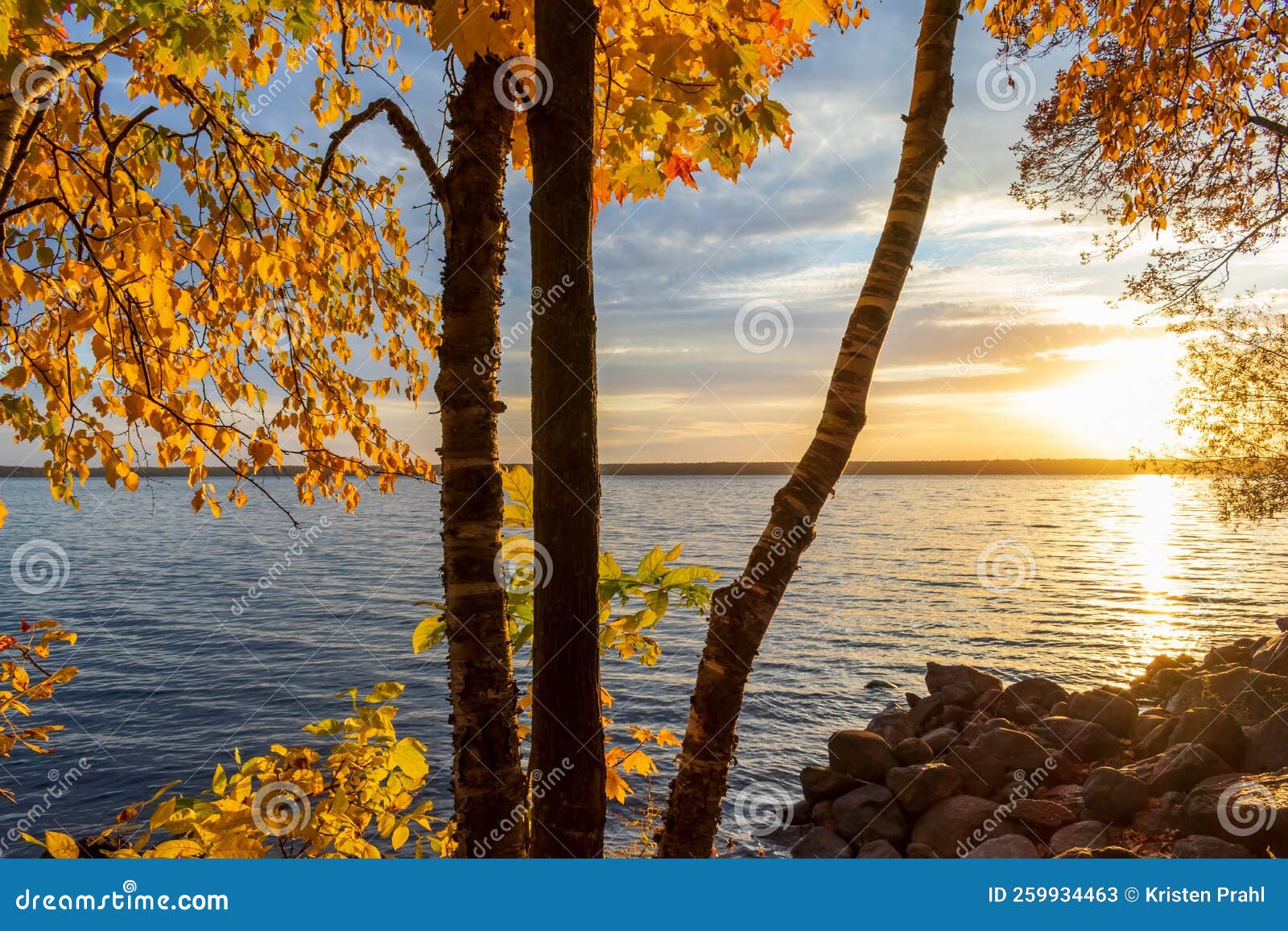 Sunrise Over a Lake in Autumn Stock Image - Image of environment, lake ...