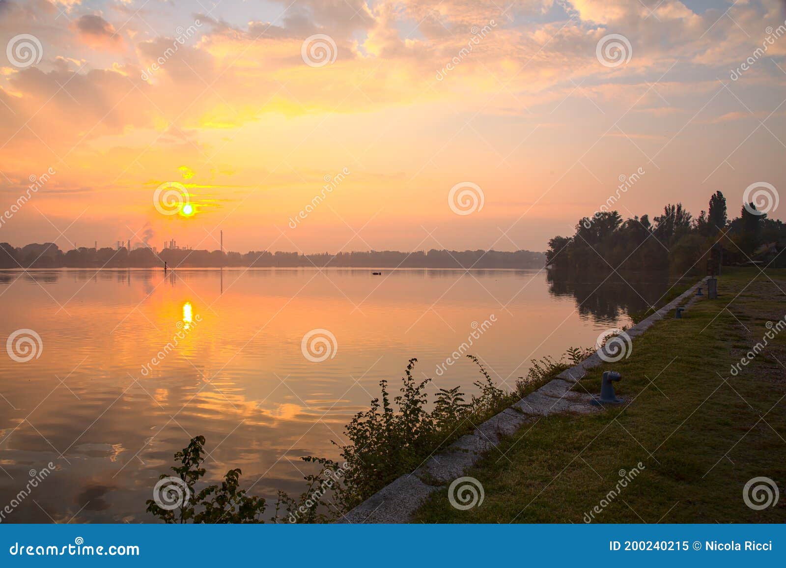 Sunrise Over a Lake in Autumn with Some Mist Stock Image - Image of ...