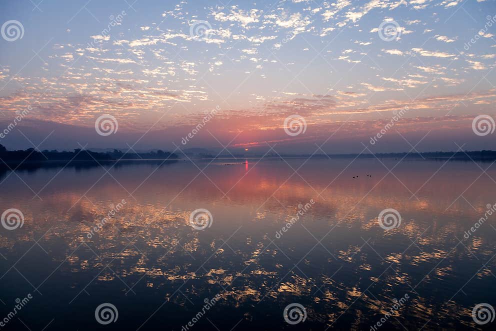 Sunrise over the lake stock photo. Image of season, landscape - 66645604