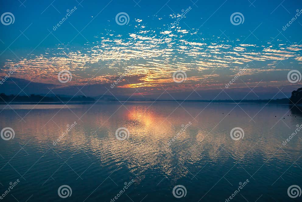 Sunrise over the lake stock photo. Image of morning, bright - 66646018
