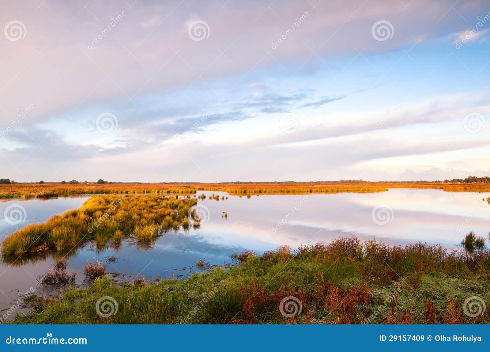 Sunrise Over Marshes in Drenthe Stock Image - Image of dutch, outside ...