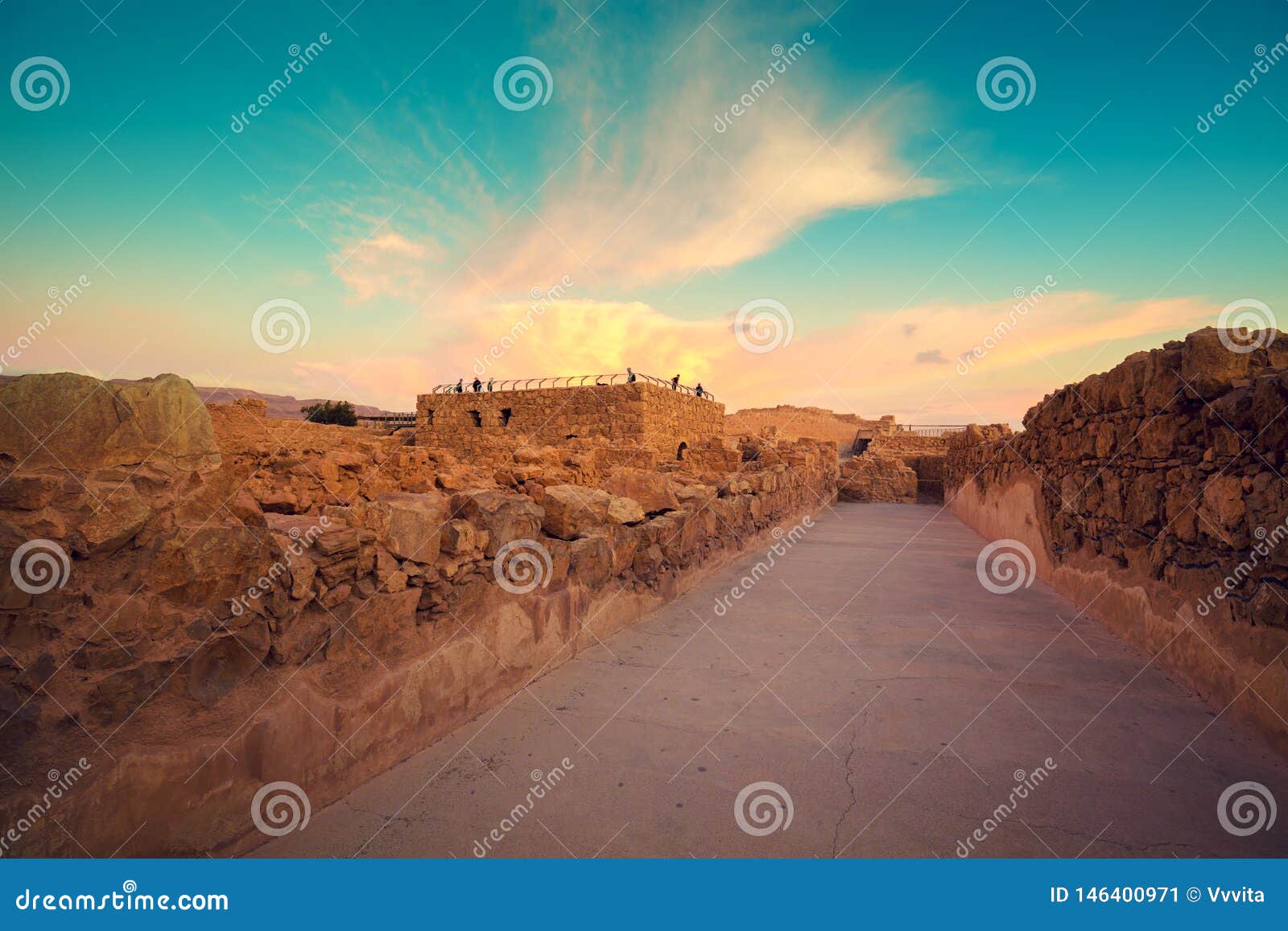 Sunrise Over Masada Fortress Stock Image - Image of clouds, nature ...