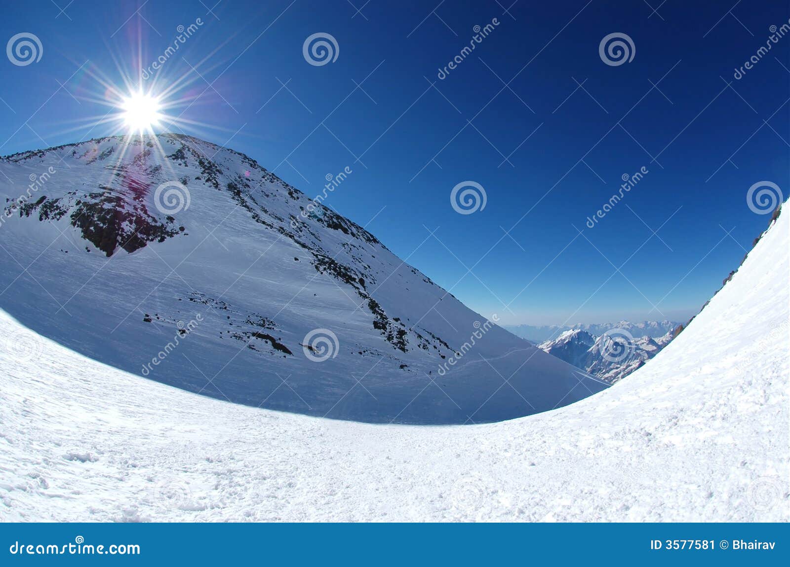 Sunrise Over the Mountains. Stock Image - Image of glacier, fisheye ...