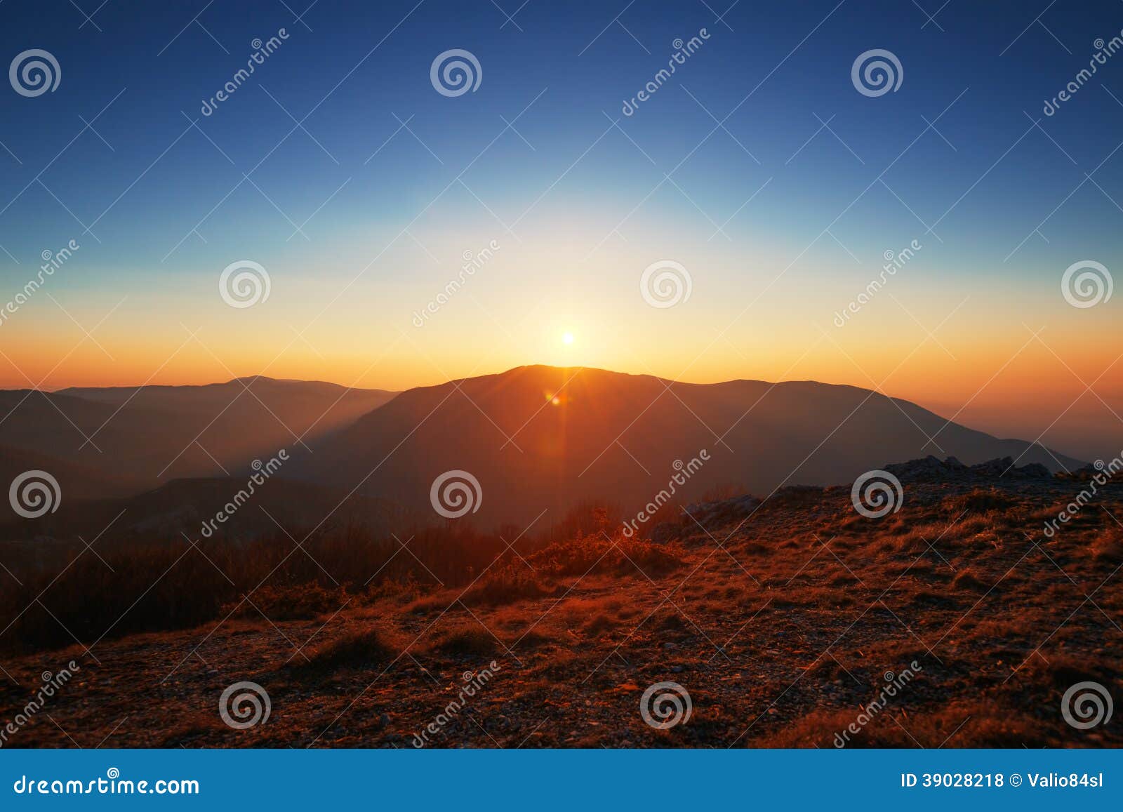 Sunrise over the mountains stock photo. Image of colorful - 39028218