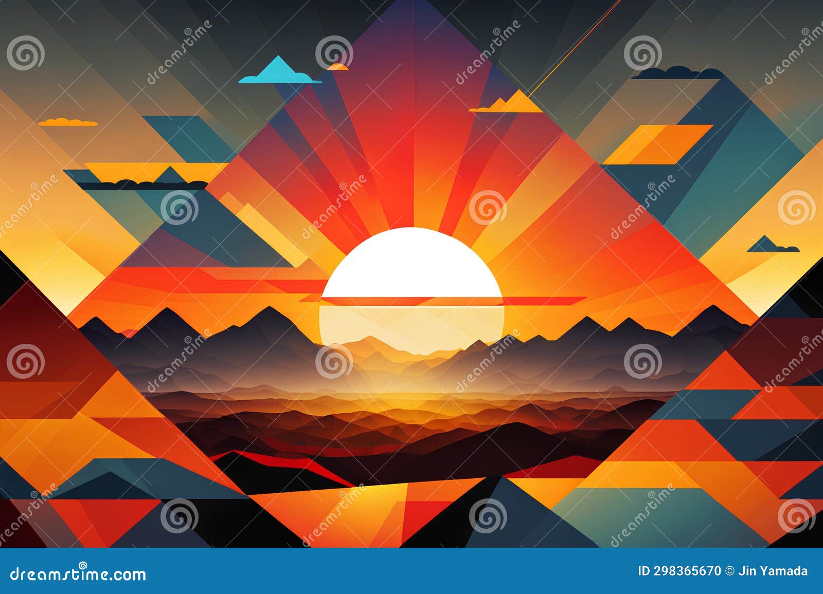 Sunrise Over the Mountains. Sunrise in the Mountains. Vector ...