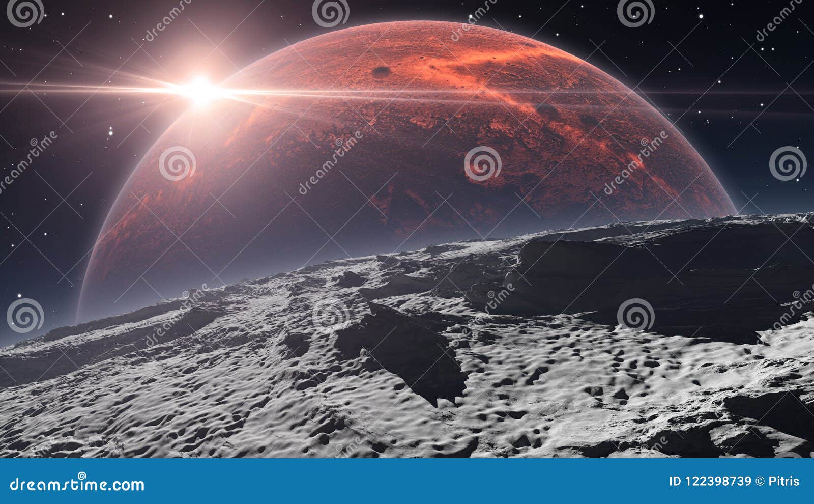 Phobos With The Red Planet Mars In The Background Stock Image ...