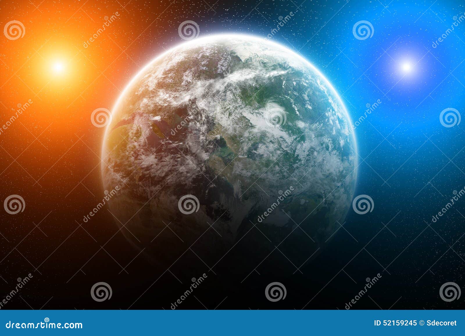 Sunrise Over Planet Earth in Space Stock Illustration - Illustration of ...