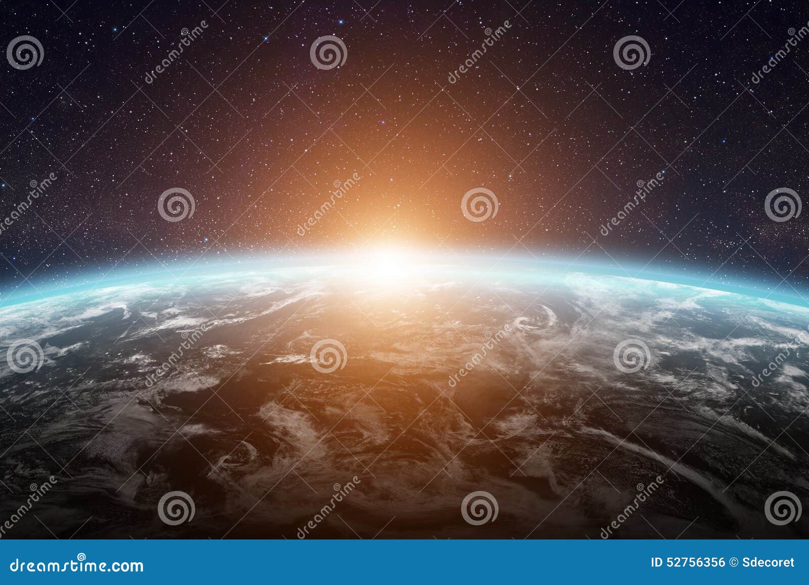 Sunrise Over Planet Earth in Space Stock Illustration - Illustration of ...