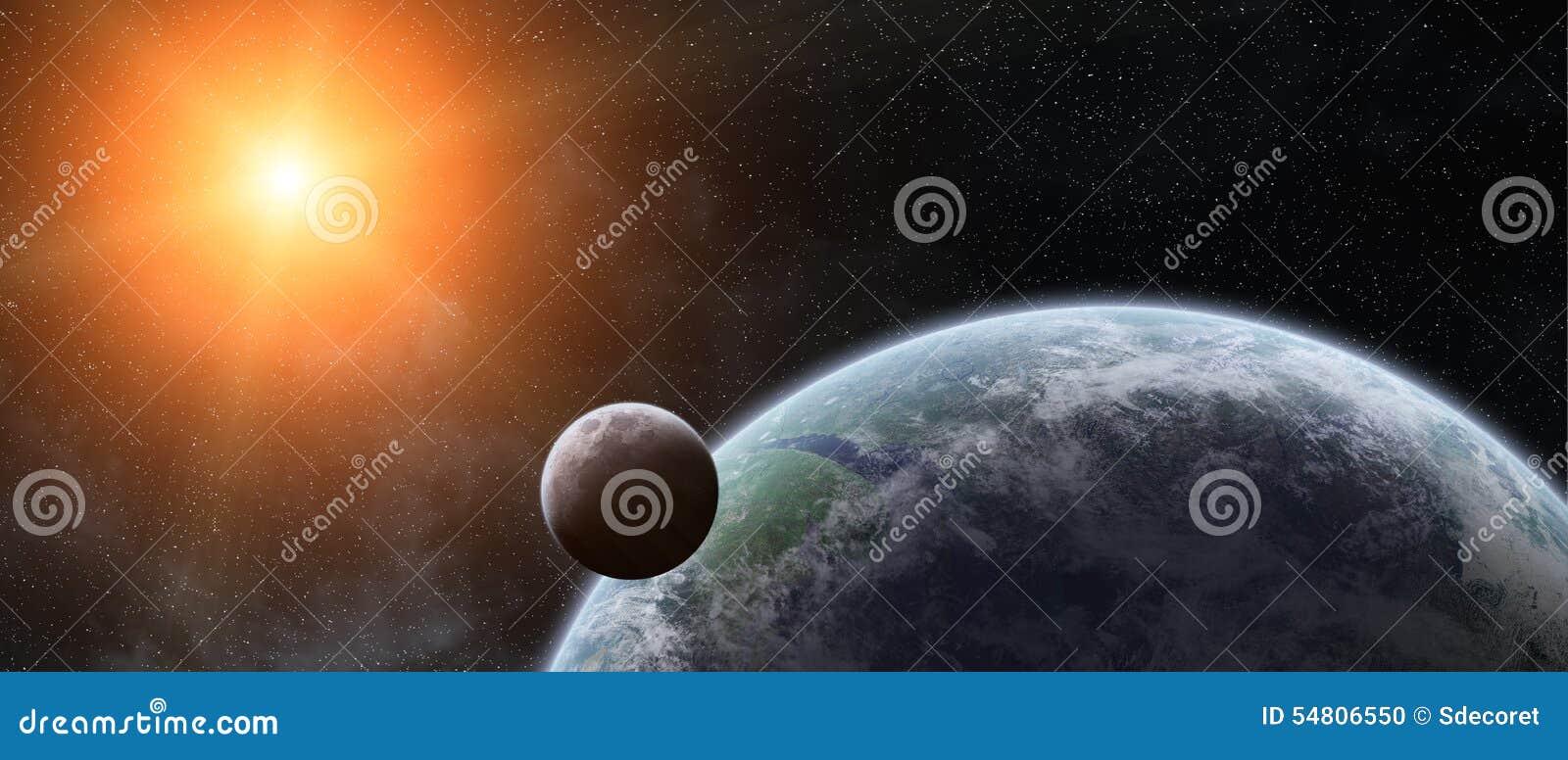Sunrise Over Planet Earth in Space Stock Illustration - Illustration of ...