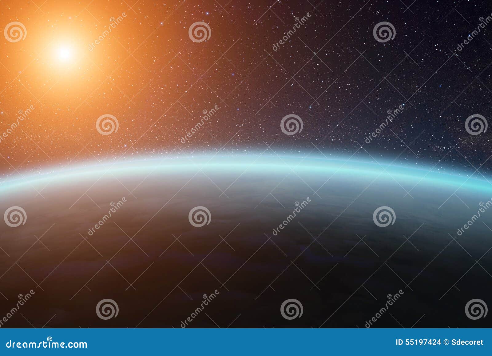 Sunrise Over Planet Earth in Space Stock Illustration - Illustration of ...