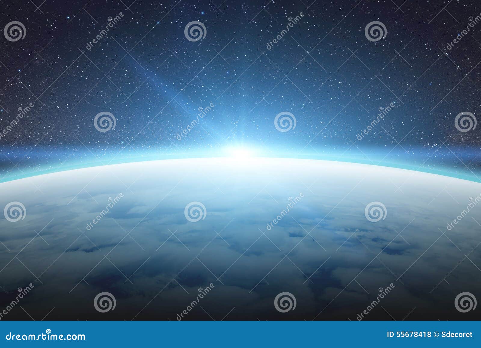 Sunrise Over Planet Earth in Space Stock Illustration - Illustration of ...