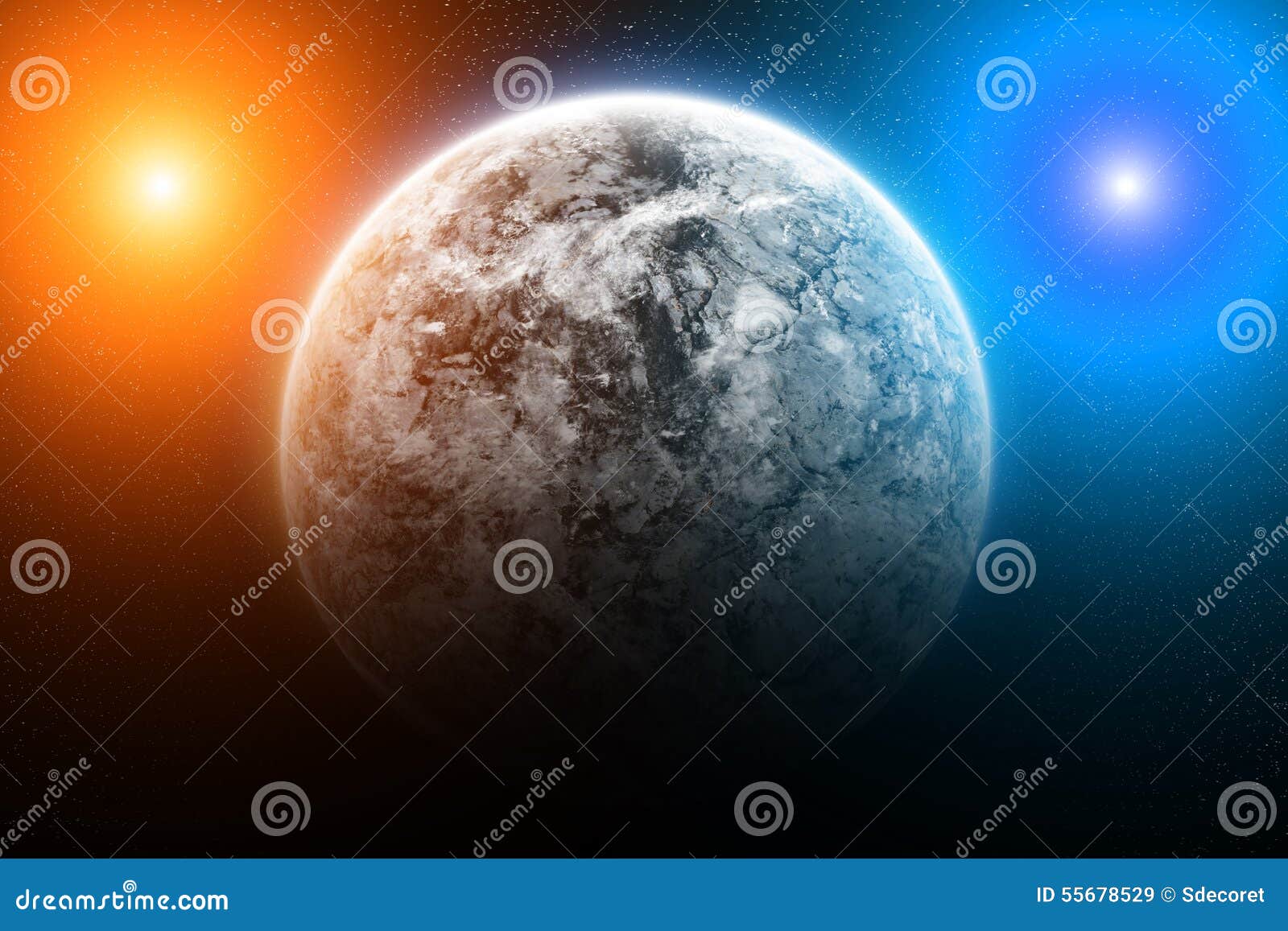 Sunrise Over Planet Earth in Space Stock Illustration - Illustration of ...